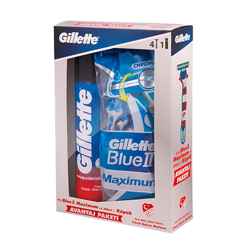 Gillette Blue II Max 4'lü + 200 Ml Köpük Bundle